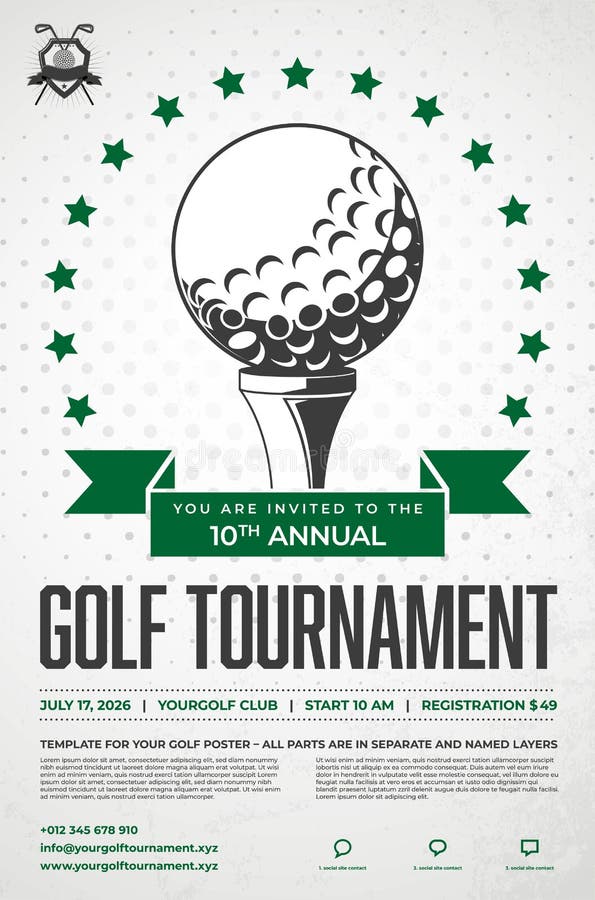 Golf Tournament Poster Template with Sample Text Stock Vector ...