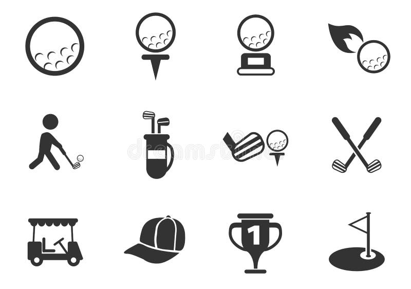 Golf icon set stock vector. Illustration of vector, flag - 141460325