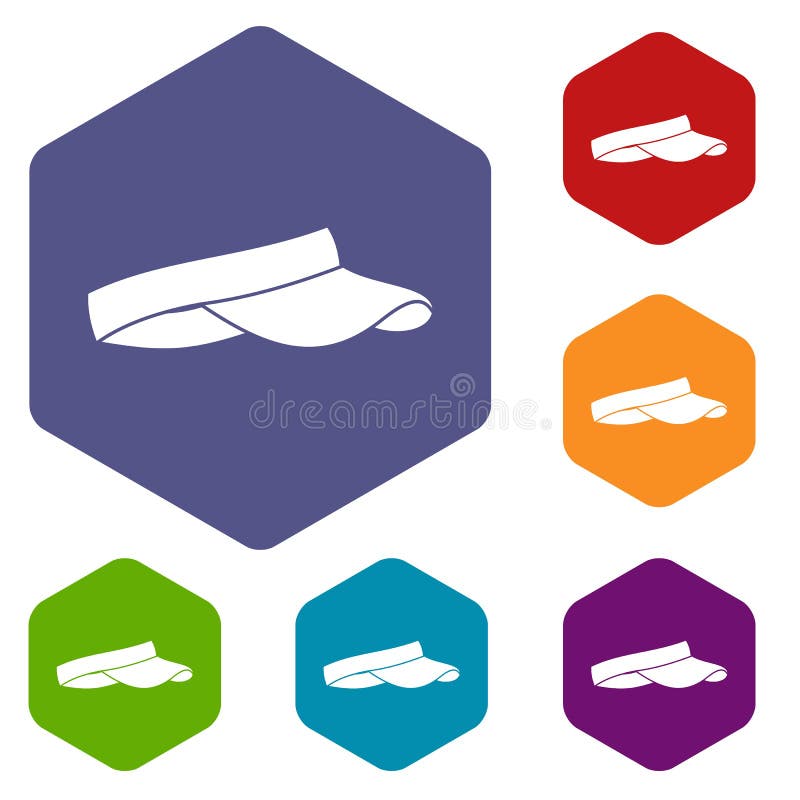 Golf Visor Icons Set Hexagon Stock Vector - Illustration of cover ...