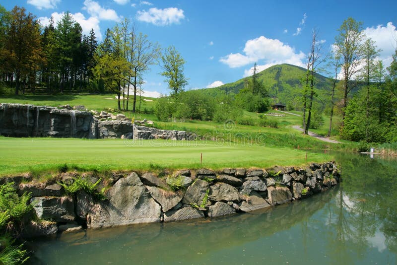 Golfcourse and Beauty Surroundings with Water-jump Stock Photo - Image ...