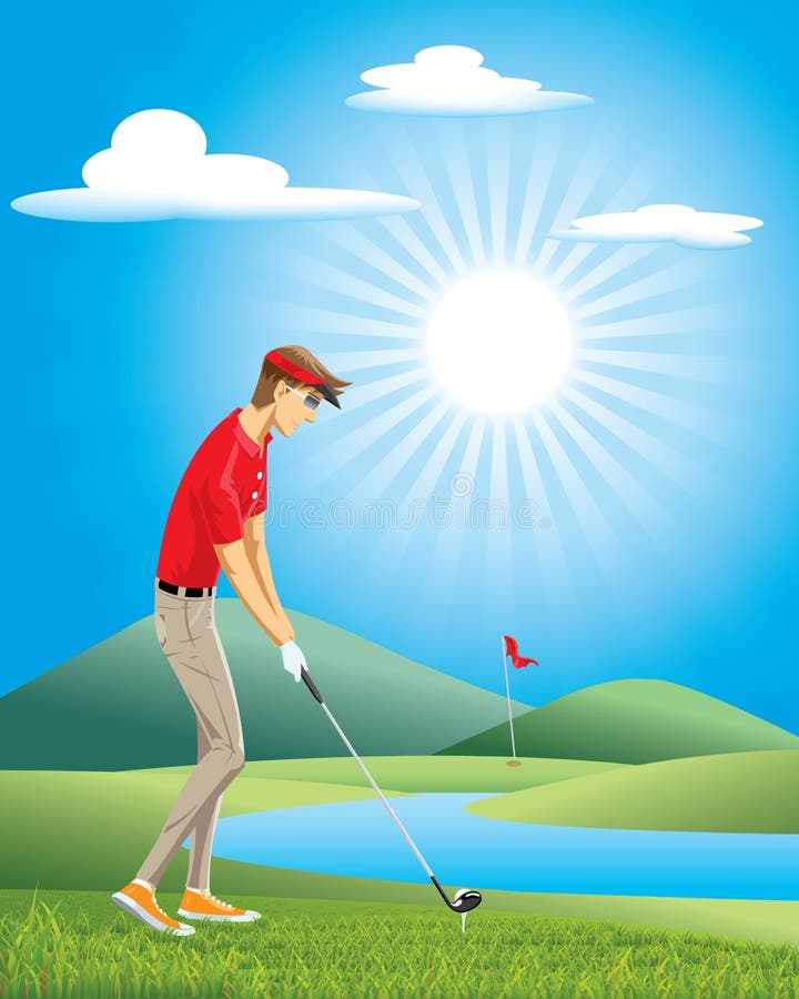 Cartoon man playing golf stock vector. Illustration of happy - 29185601