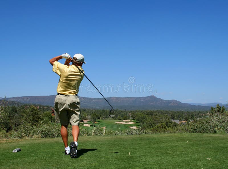 Golfer driving golf ball stock photo. Image of flag, club - 1948370