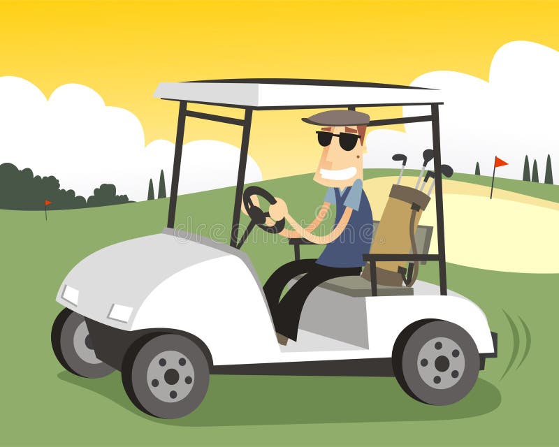 Golfer Driving a Golf Cart Vector Illustration Stock Vector ...