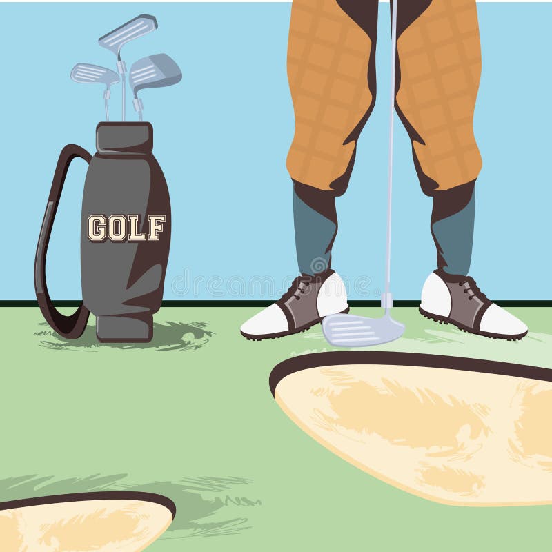Golfer feet on golf course stock vector. Illustration of landscape ...