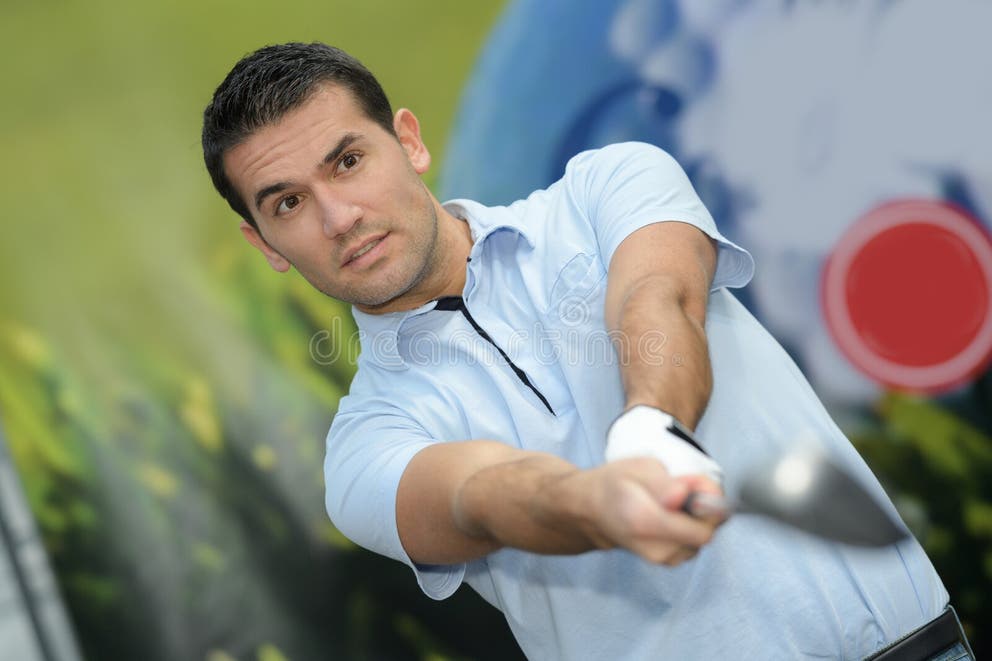 Golfer Finishing Driver Swing Stock Image - Image of aiming, holding ...