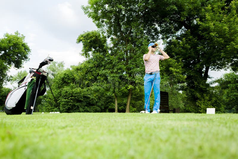 Golfer Getting Ready To Hit the Drive Stock Image - Image of spring ...