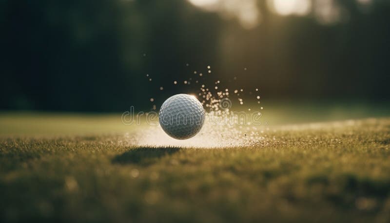 Golfer Hits Ball on Green Grass Course Generated by AI Stock ...