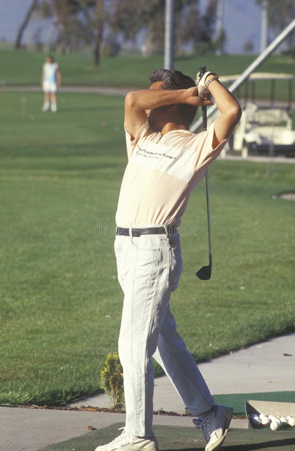 Golfer in Mid-swing, Golf Retreat, Santa Clara, CA Editorial Stock ...