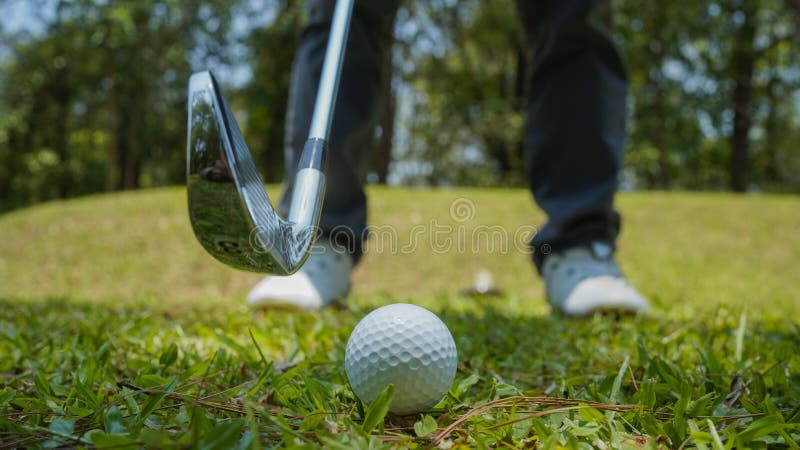 Golfer Playing Golf in the Evening Golf Course, on Sun Set Evening Time ...