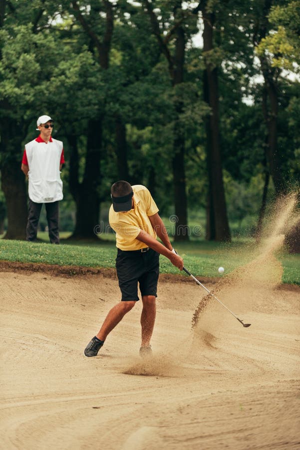 Golfer Playing from Sand Bunker Stock Photo - Image of tournament ...