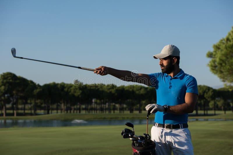 Golfer Portrait at Golf Course Stock Image - Image of activity, male ...