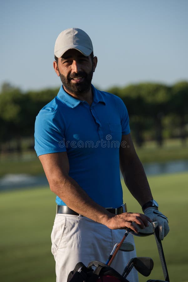 Golfer Portrait at Golf Course Stock Photo - Image of beard, player ...