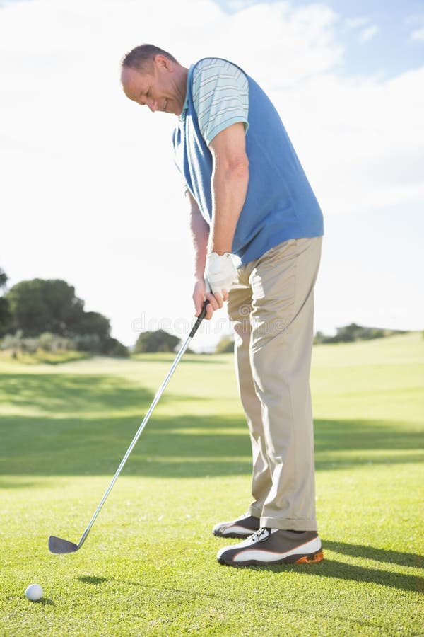 Golfer Putting Ball on the Green Stock Photo - Image of activities ...