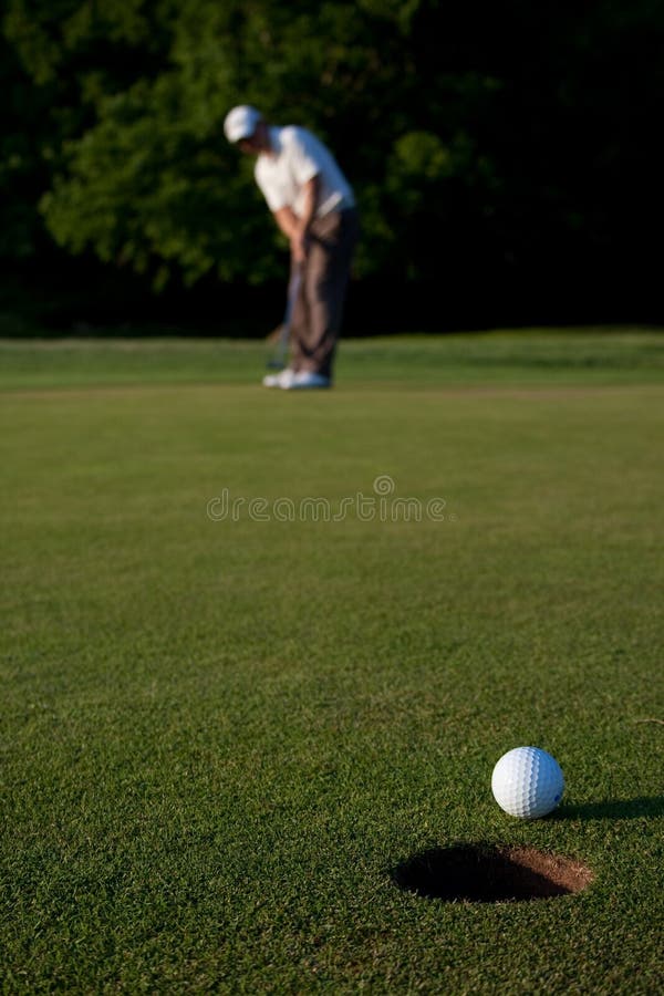 Golfer putting a golf ball stock photo. Image of putter - 16802502
