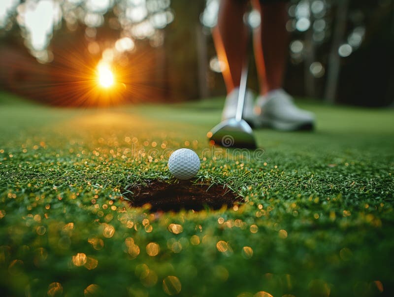 Golfer Putting Golf Ball on the Green Grass, Golf Player Putting Golf ...