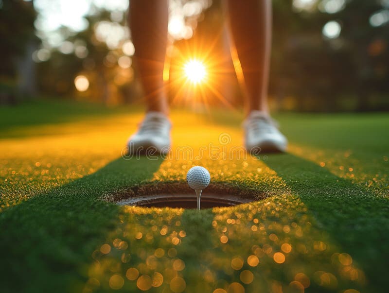 Golfer Putting Golf Ball on the Green Grass, Golf Player Putting Golf ...