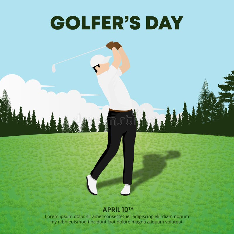 Golfer S Day Design with a Golfer Doing a Swing Stock Vector ...