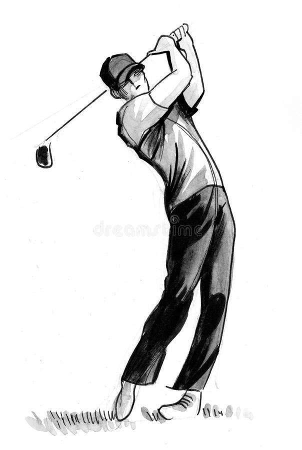 Man playing golf stock illustration. Illustration of white - 115269453