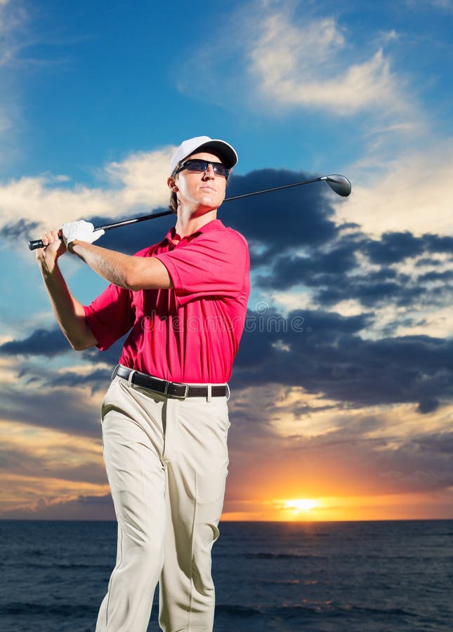 Golfer at sunset stock image. Image of outdoor, challenge - 34957755