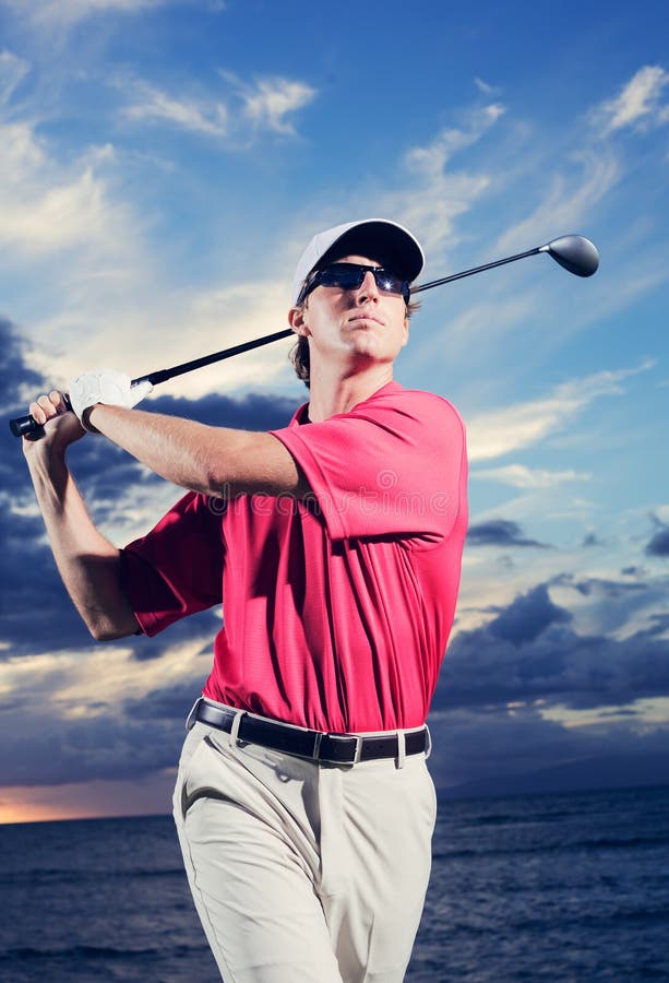 Golfer at sunset stock image. Image of game, outside - 34957713