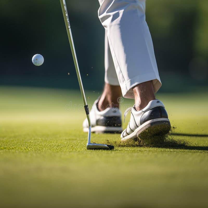 The Golfer Takes a Precise Swing, Sending the Ball Smoothly into the ...