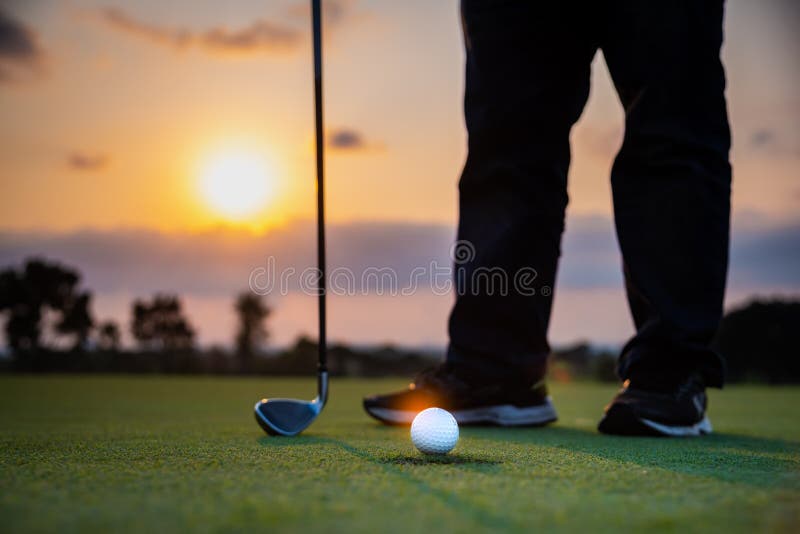 Golfer is Teeing Off Golf Ball by Golf Club from Tee Golf Competition ...