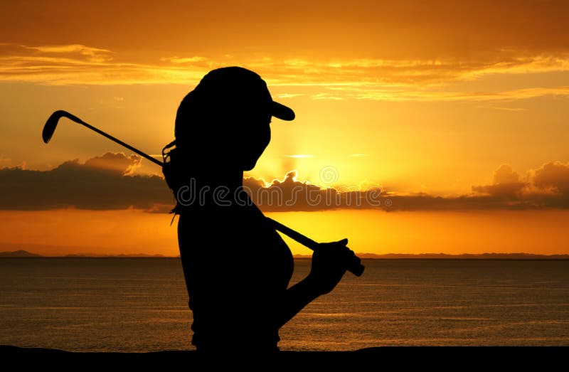 Golfer stock image. Image of golfing, club, female, sunrise - 41906715