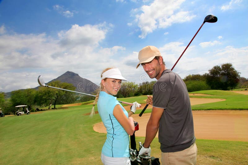 Golfers on golf course stock image. Image of holes, enjoy - 22065253