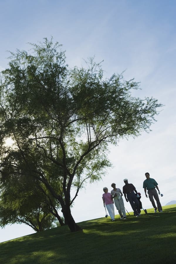 Golfers Walking on Golf Course Stock Photo - Image of activity, people ...