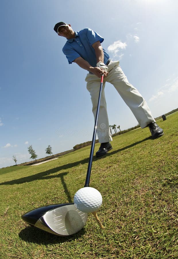 African American Businessman Playing Rooftop Golf Stock Photo - Image ...