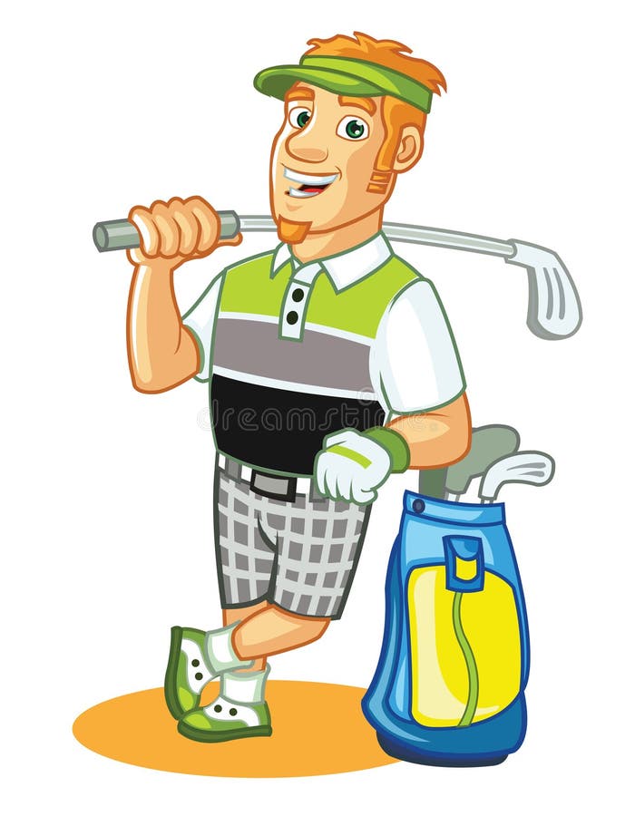 Golfspieler-Karikatur stock abbildung. Illustration von mann - 43456628