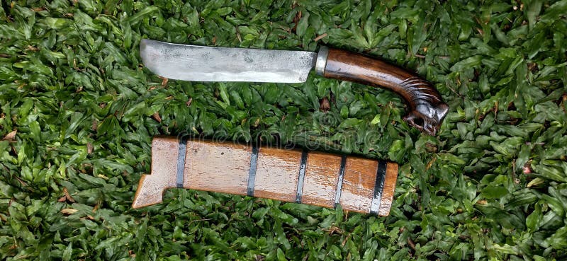 Golok El Machete Tradicional De Indonesia Con Mango De Tigre Imagen de ...