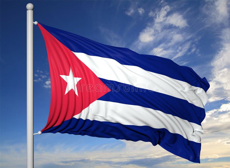 Golvende Vlag Van Cuba Op Vlaggestok Stock Illustratie - Illustration ...
