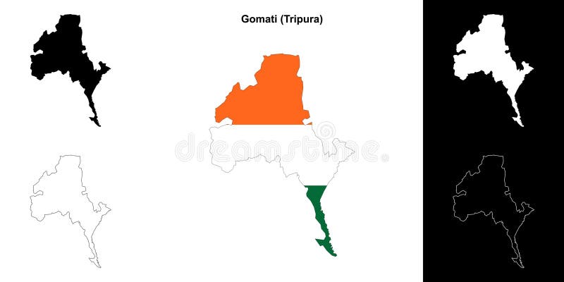 Gomati outline map stock vector. Illustration of tripura - 368885296
