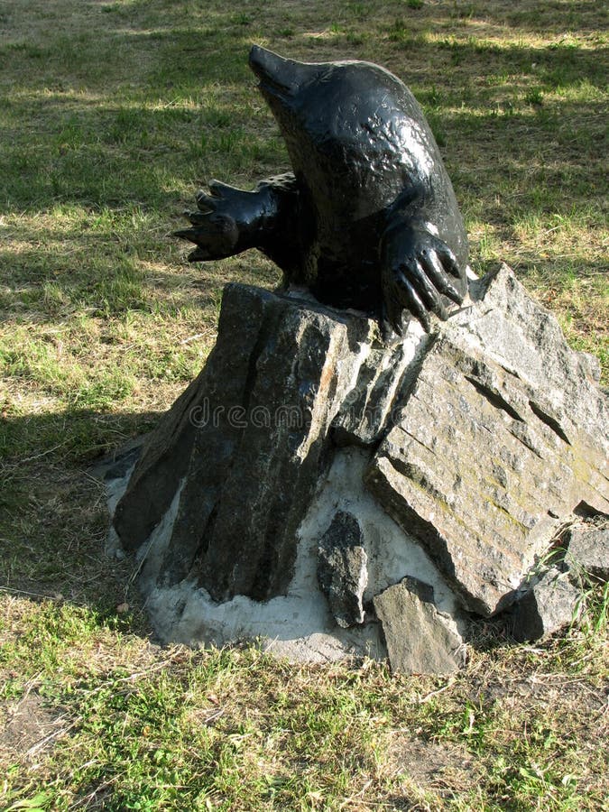 Bronze Park Sculpture Little Mole, Looking Out from Stone Hole ...