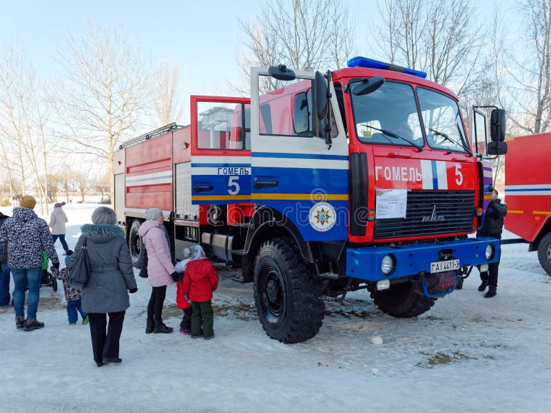 GOMEL, BELARUS - JANUARY 20, 2019: Exhibition of Fire Fighting ...