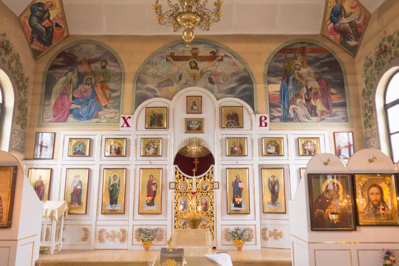 Gomel, Belarus - JULY 26, 2014: Interior of Icons in the Orthodox ...