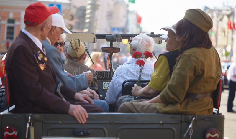 GOMEL, BELARUS - May 9, 2018: Festive Procession of People on Victory ...