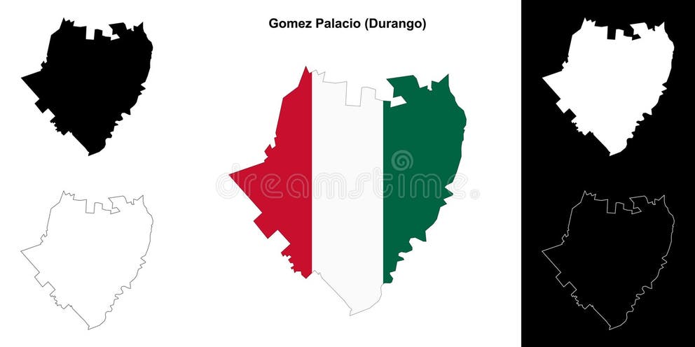 Gomez Palacio outline map stock vector. Illustration of design - 375810706