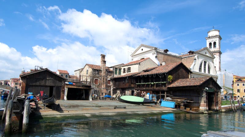 Gondola dock stock image. Image of tower, dock, venice - 24609123