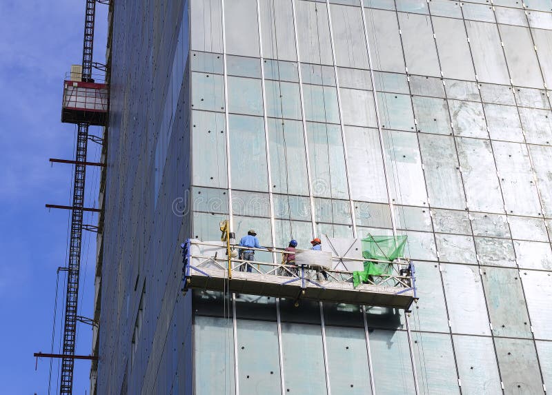The Gondola Lift or Scaffold for Glass Cleaner Stock Photo - Image of ...