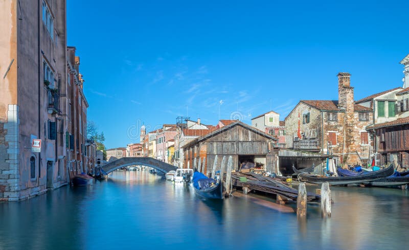 Gondola shipyard in Venice stock photo. Image of shipyard - 171409434