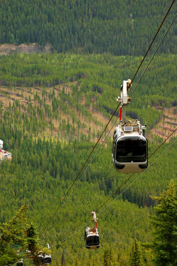 Banff Gondola Cable Cars on Sulphur Mountain Stock Photo - Image of ...