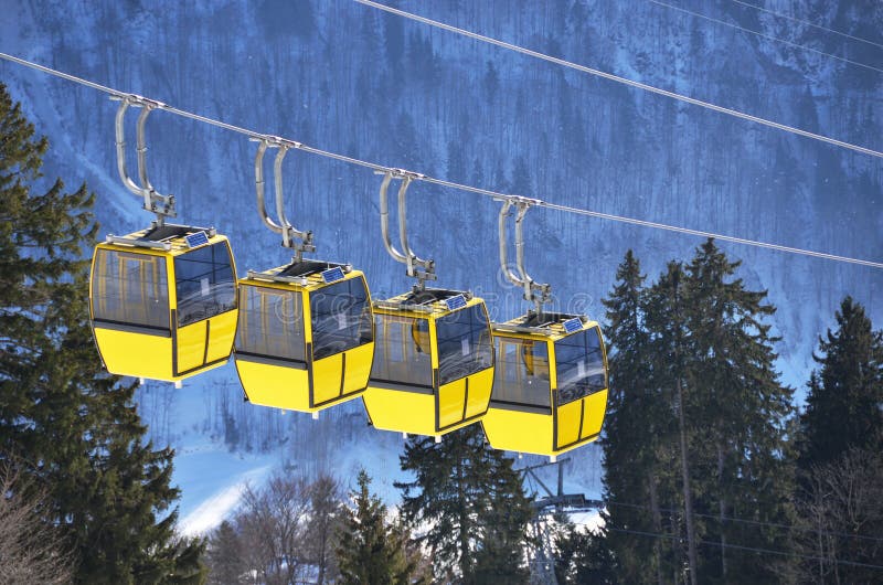 Gondolas of cable road stock image. Image of peaceful - 29075757