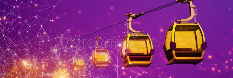 Gondolas, Transportation of the Future, Cable Car on Purple Sky ...