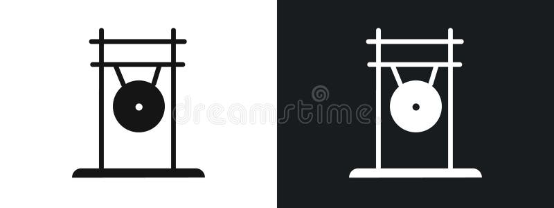 Gong Icon Linear Graphics Set Vector in Black Stock Vector ...