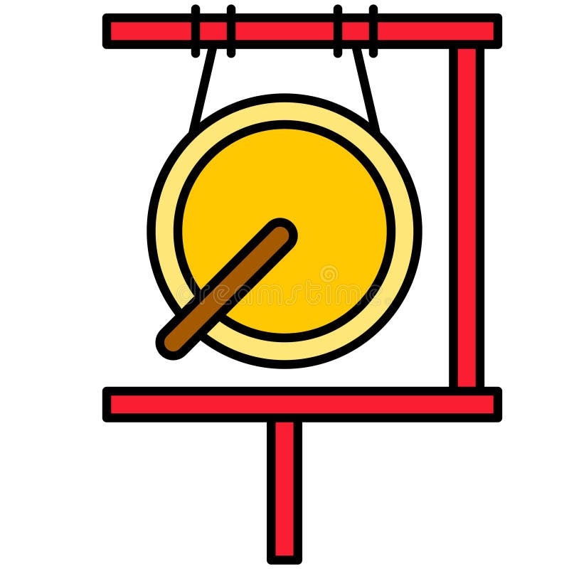 Gong Icon, Lion Dance Related Vector Stock Vector - Illustration of ...