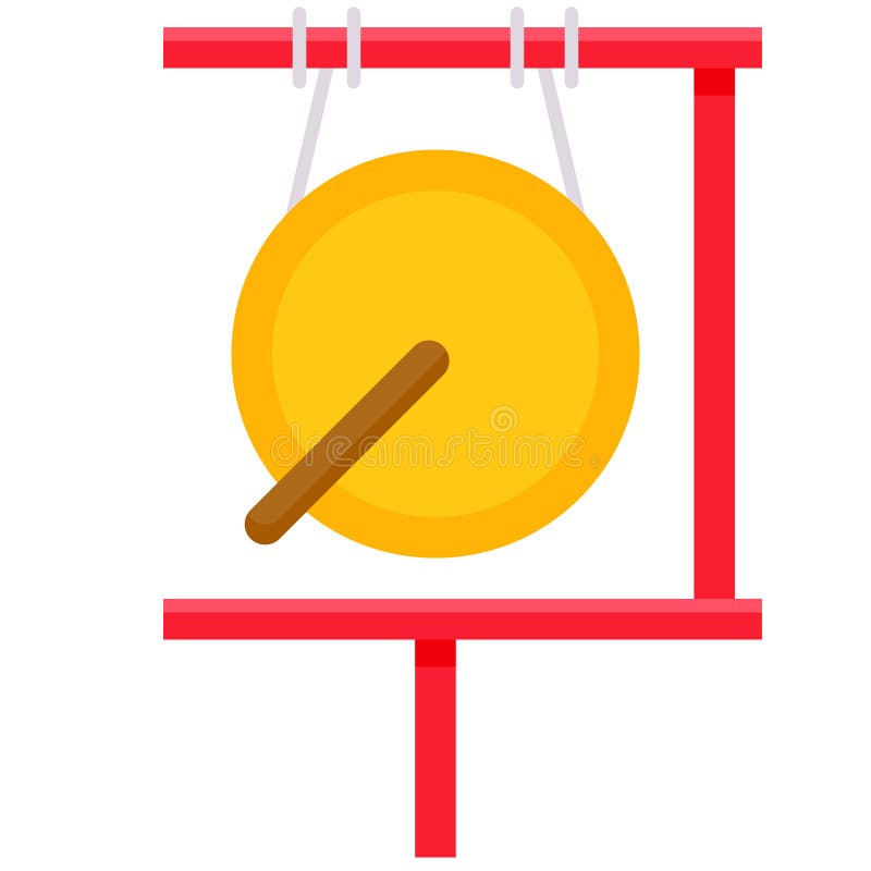 Gong Icon, Lion Dance Related Vector Stock Vector - Illustration of ...