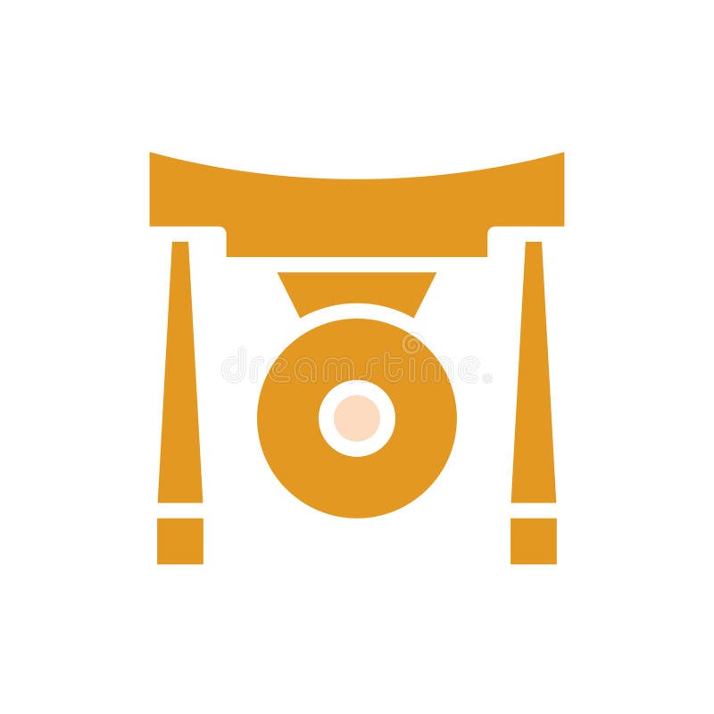 Gong Icon Solid Orange Yellow Colour Chinese New Year Symbol Perfect ...