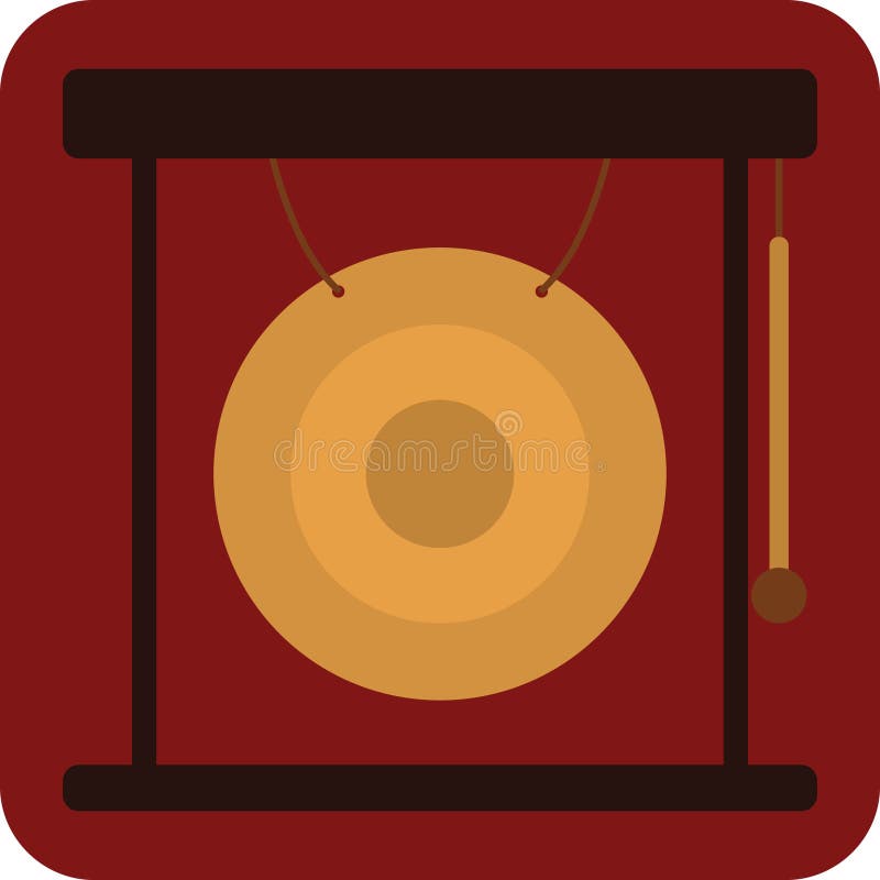 Gong Vector, Chinese Lunar New Year Solid Style Icon Stock Vector ...